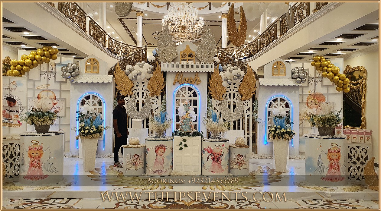 Lahore Angel Theme Birthday Decor for Khokhar Family Event
