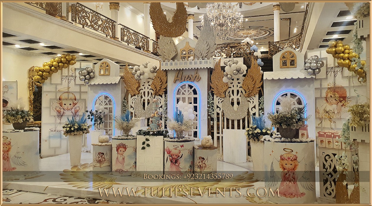 Lahore Angel Theme Birthday Decor for Khokhar Family Event